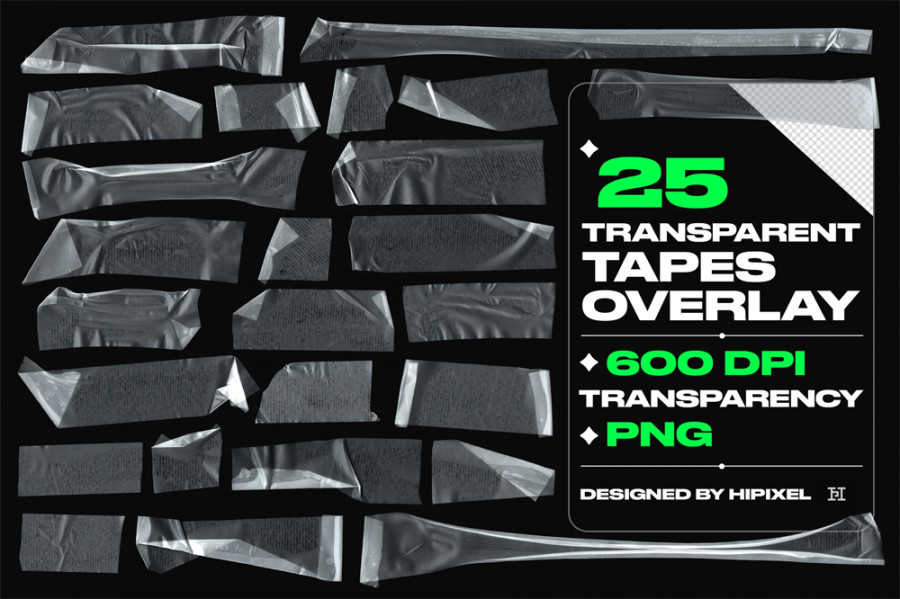 Transparent Tapes Overlay - Design Template Place