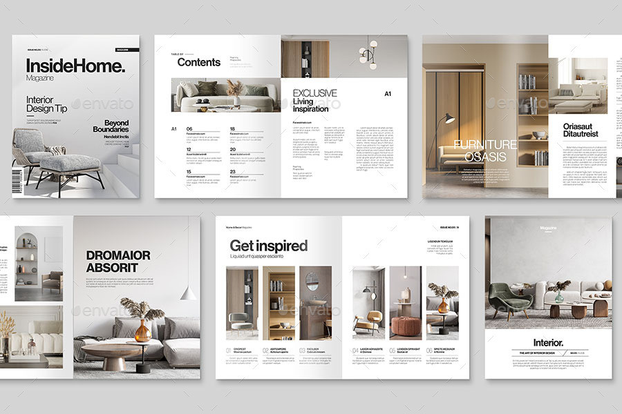Interior Design Magazine Template InDesign INDD - Design Template Place