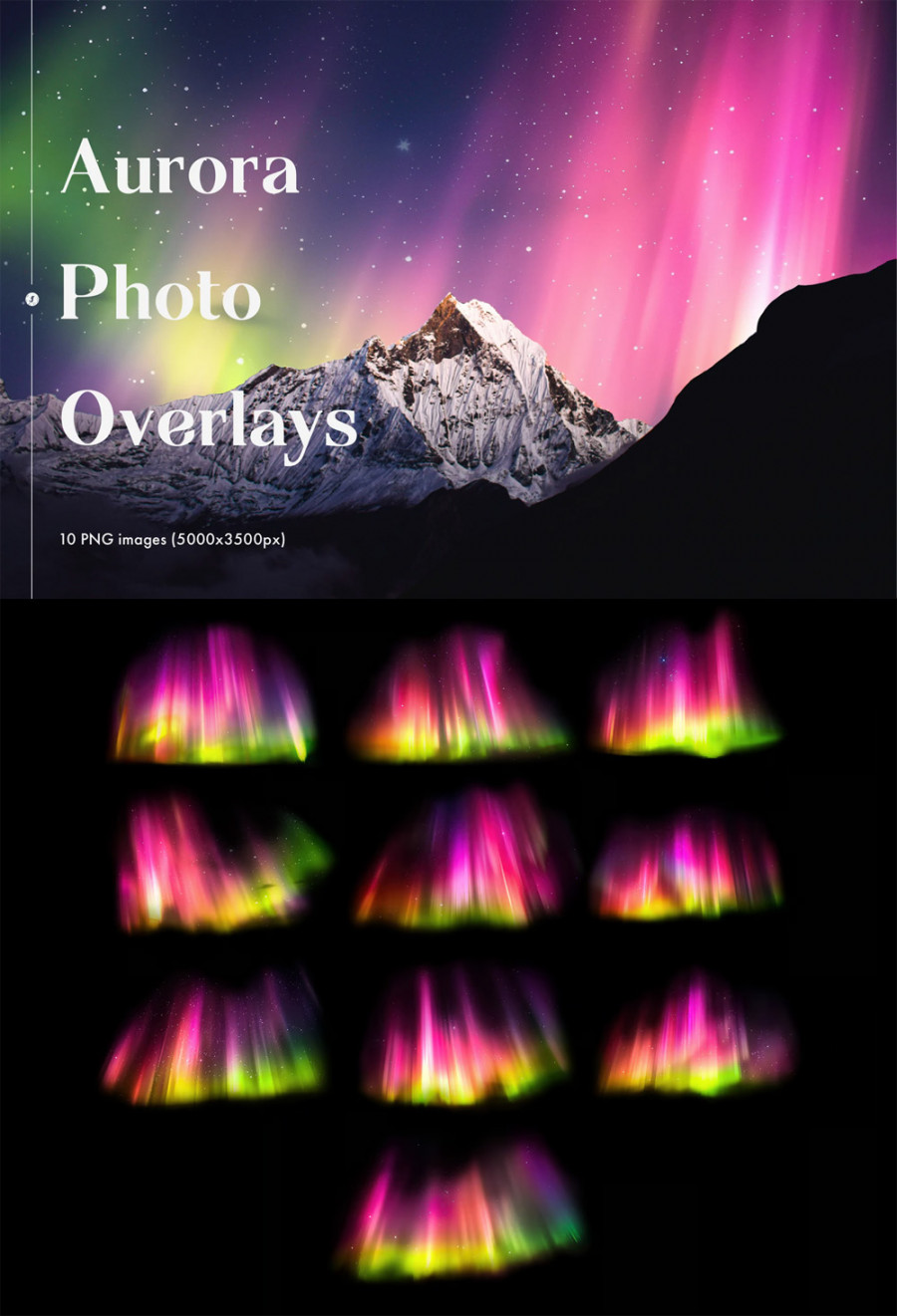 Aurora Photo Overlays - Design Template Place