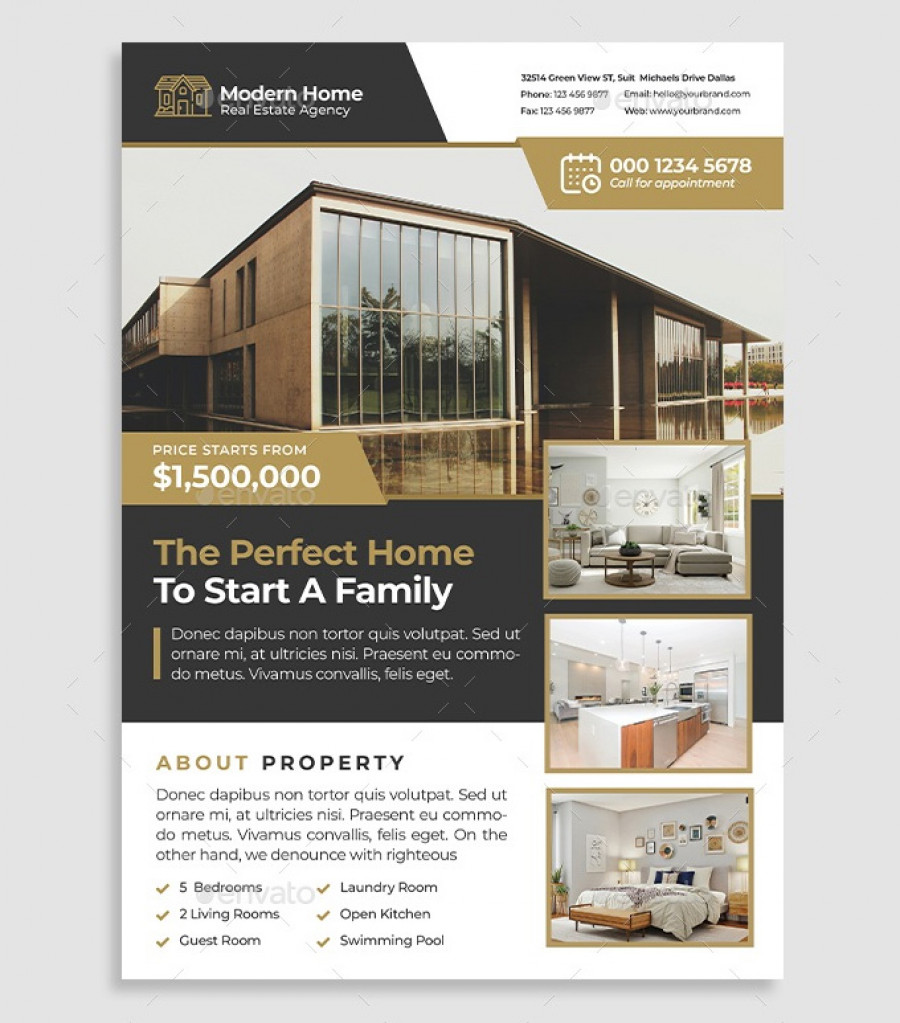 Modern Real Estate Flyer Design PSD - Design Template Place