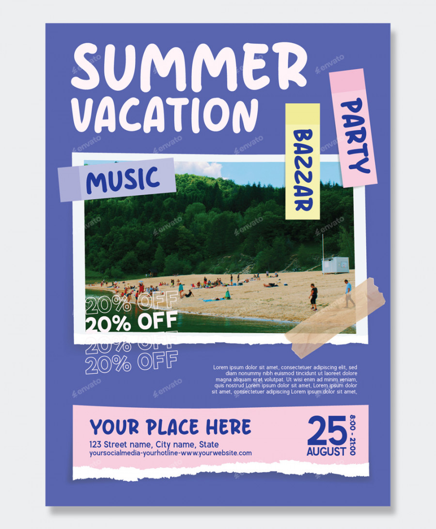 Summer Vacation Flyer Template - PSD, AI, EPS - Design Template Place