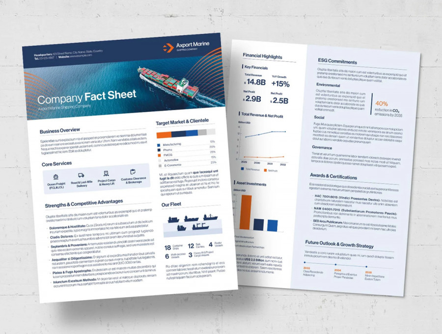 Modern Fact Sheet Template - InDesign, Canva - Design Template Place