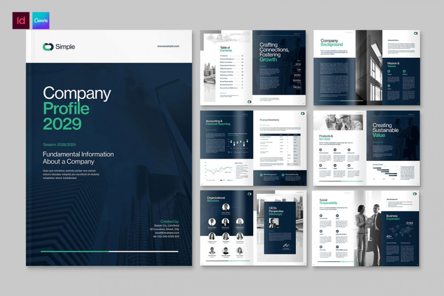 Bold Company Profile Template - Design Template Place