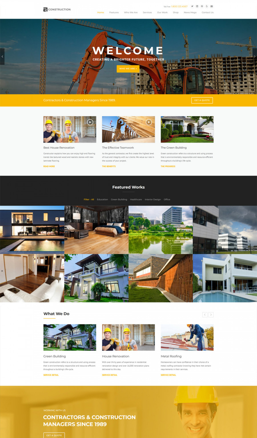 Construction WordPress Theme - Design Template Place