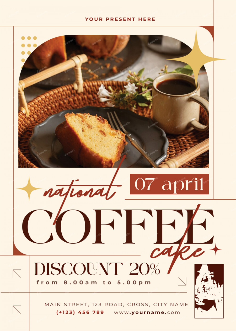 National Coffee Cake Day Flyer Design - Design Template Place