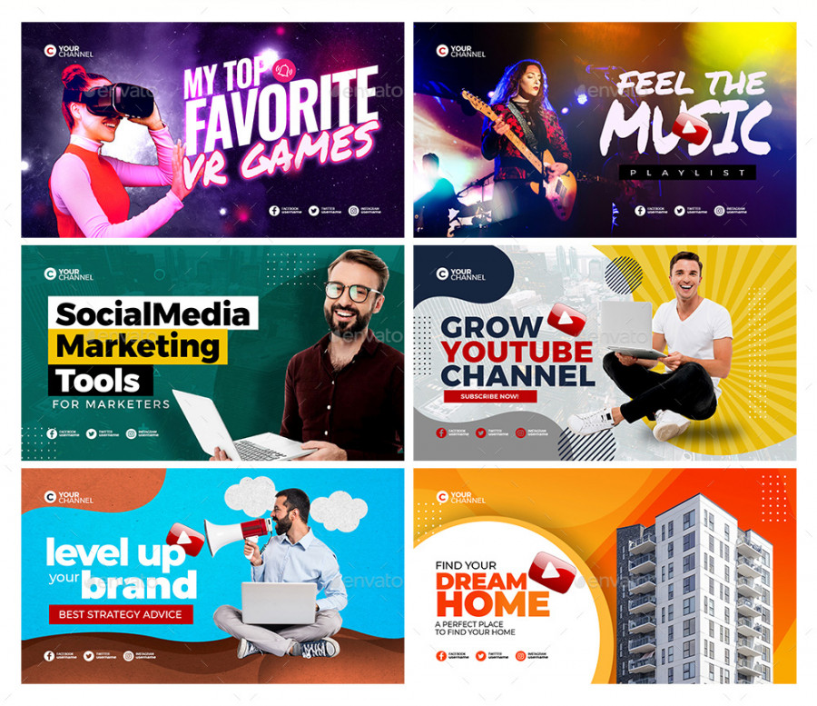 50 YouTube Thumbnail Templates PSD - Design Template Place