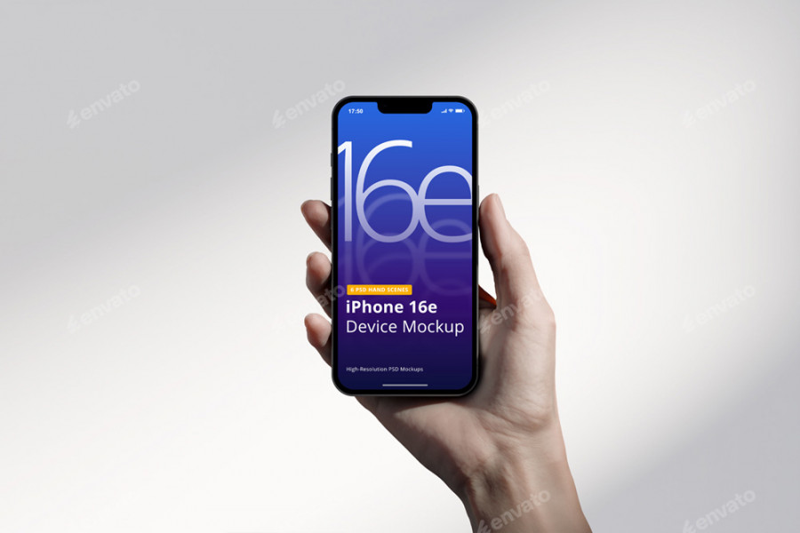 Iphone 16e Mockup Hand Scenes Design Template Place