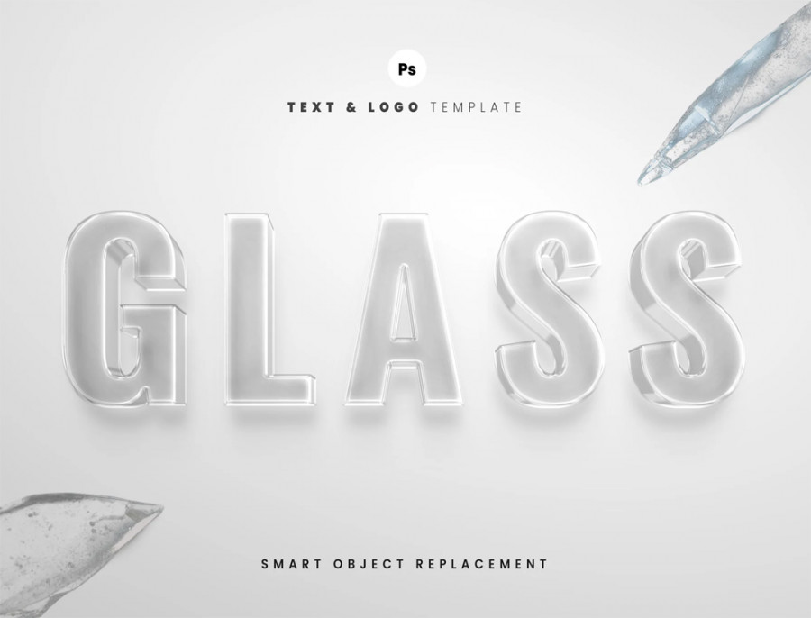 Glass 3D Text Effect for Photoshop - Design Template Place