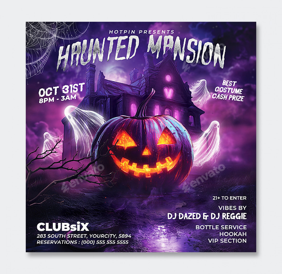Ghostly Halloween Flyer Template PSD - Design Template Place