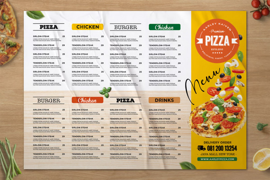 Restaurant Pizza Menu Board Template - Design Template Place