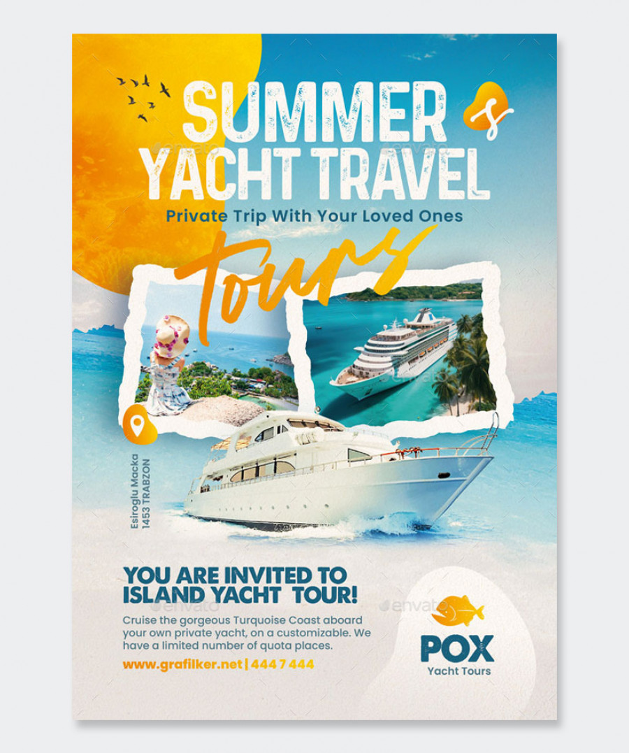 Yacht Travel Flyer Template PSD, INDD - Design Template Place
