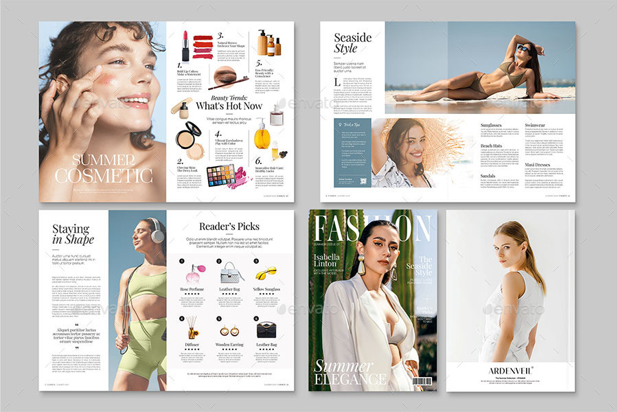 Clean Fashion Magazine Template - Design Template Place
