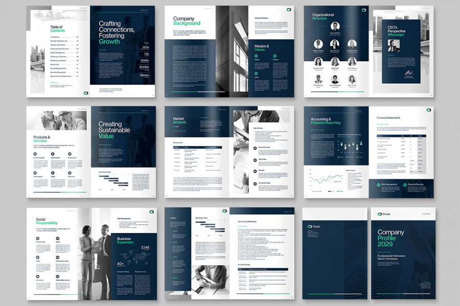 Bold Company Profile Template - Design Template Place